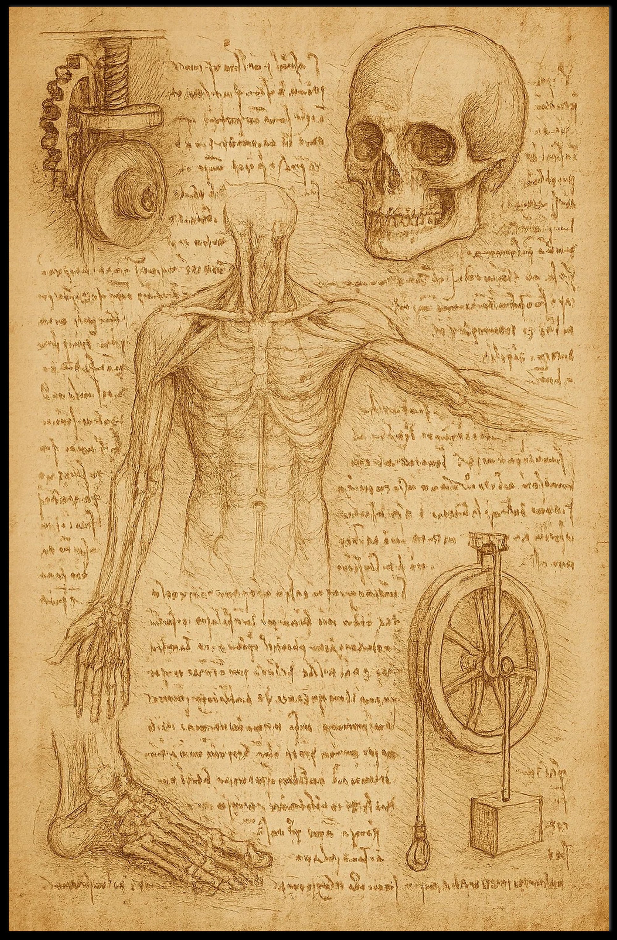 Renaissance Era Anatomy and Mechanics Educational or Infographic
