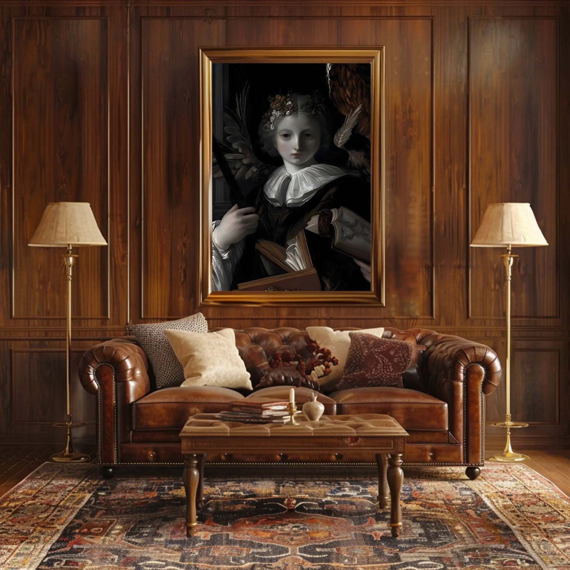 Baroque Angelic Renaissance Figure with Books Fantasy Poster – PosterGoat
